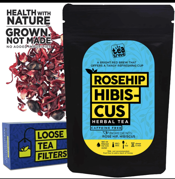 Organic Rosehip Hibiscus Tea ( 50 g, 31 Cups ) - Vedic Roots